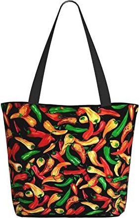 AOOEDM Sac &agrave; provisions rouge vert piment pour femme 33 x 28 x 19 cm. Le cadeau parfait pour la Saint-Valentin. Cest de la Saint-Valentin pour maman, fille, 