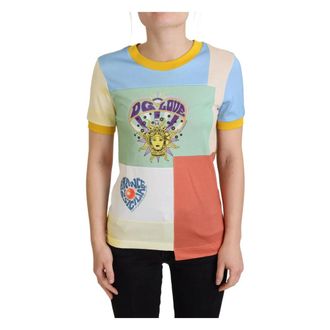 Dolce & Gabbana Multicolor Baumwoll DG Love Patchwork - - Tops - Damen - Mehrfarbig - 2XS