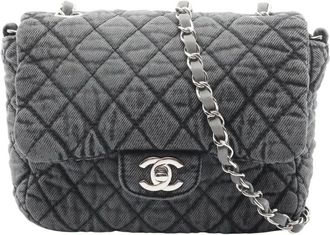 Chanel 2019 CC Quilted Denimpression Single Flap crossbody bag - Grau