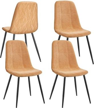 Vasagle Esszimmerstuhl 4er Set, K&uuml;chenstuhl, Polsterstuhl, Metallbeine, verstellbare F&uuml;&szlig;e, pflegeleicht, Chenille-Gewebe, PU mit von Gletschern inspiriertem M