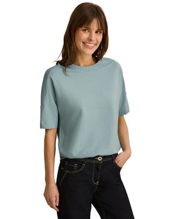 Cecil Damen B322943 T-Shirt mit Knopfdetail, cool salvia Green, S