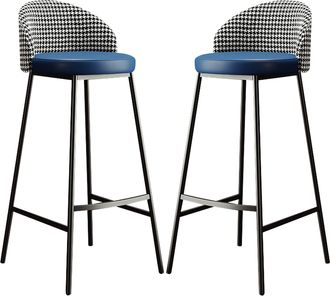 Generic Barhocker, Barhocker in Tresenh&ouml;he aus Kunstleder mit niedriger R&uuml;ckenlehne und Fu&szlig;st&uuml;tze, K&uuml;cheninsel-Barhocker, einfache Montage, 66/76 cm