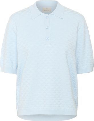 Kaffe Damen-Poloshirt, strukturiert, gestrickt, Kurze Ärmel, Normale Passform, Knöpfe