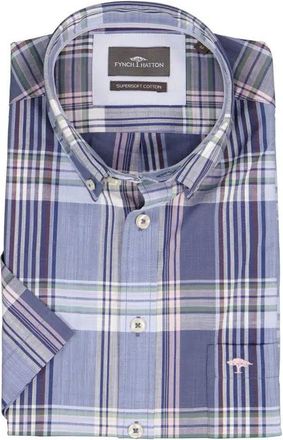 Fynch-Hatton Fynch-Hatton Herren Kurzarmhemd blau Baumwolle