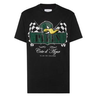 Philipp Plein Homme, Tops, Noir, Taille: 4XL T-Shirt Col Rond Duck
