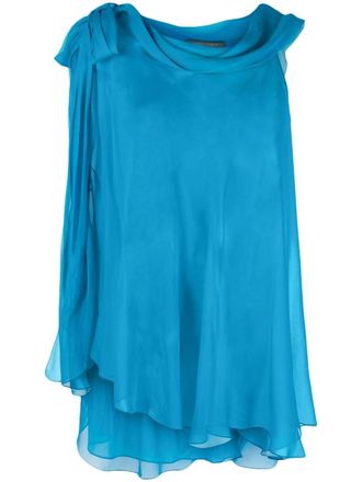 Alberta Ferretti blouse asym&eacute;trique &agrave; effet de transparence - Bleu