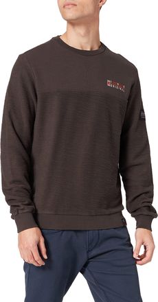 Timezone Herren Slub Crewneck Sweatshirt, Raven Black, S