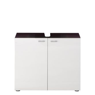 Trendteam Tetis - Waschbeckenunterschrank - Weiß Hochglanz/Grau - Waschtisch mit 2 Türen und 1 Einlegeboden - (BxHxT) 72 x 63 x 35 cm - Badezimmerschrank mit si