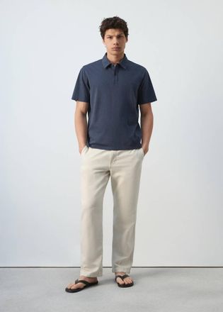 Mango Polo 100 % piqu&eacute; de coton bleu marine - Homme - XL - MANGO MAN