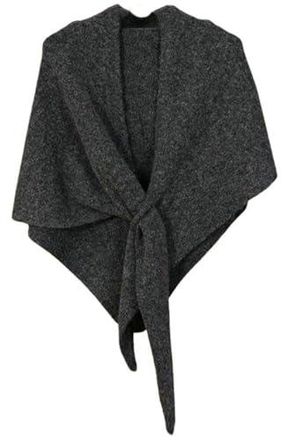 Generic Ch&acirc;le en laine m&eacute;lang&eacute;e de couleur unie pour femme, cape en laine cachemire &eacute;paules haut pull ch&acirc;le &eacute;charpe pour robes de soir&eacute;e, A-gris fonc&eacute;., Taill