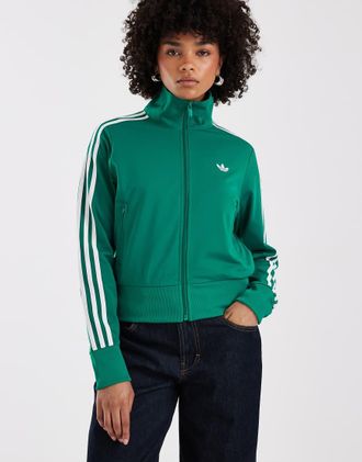 adidas Originals Firebird - Klassische Trainingsjacke in Bold Green/Wei&szlig;-Gr&uuml;n