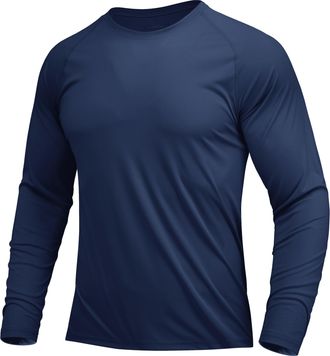 Magcomsen Funktionsshirt Herren Langarm UV Shirt UPF 50+ Arbeitsshirt Atmungsaktiv M&auml;nner Sommer Wandershirt Outdoor Jogging Laufshirt f&uuml;r Sport Dunkelblau 2XL