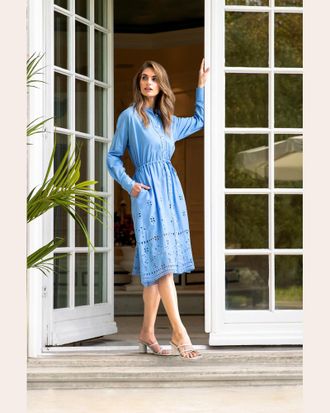 van Laack Midi-Kleid mit Lochstickerei