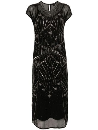 AllSaints robe mi-longue Etta &agrave; broderies - Noir