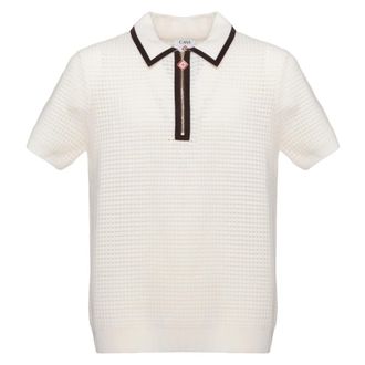 Casablanca Waffelstrick Poloshirt - - Tops - Herren - Wei&szlig; - M