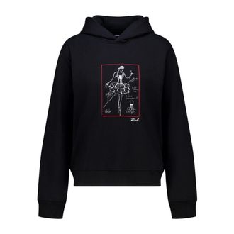Karl Lagerfeld Sport-Hoodie mit Skizze - - Sweatshirts & Hoodies - Damen - Schwarzk - M