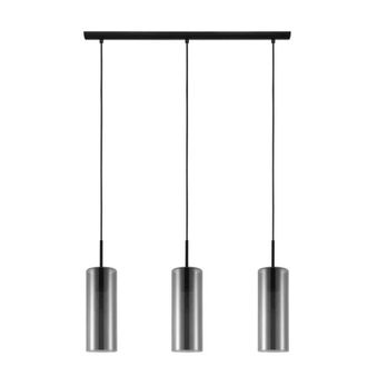 Eglo Lampe &agrave; suspension en verre Keyns 3 lumi&egrave;res noir avec verre fum&eacute; - 32467