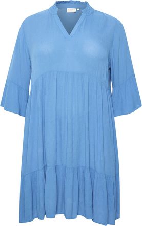 Kaffe Curve Kaffe Curve Womens Plus Size Dress Tunic Tiered Ruffle Shorts Sleeves Light Casual, French Blue, 46