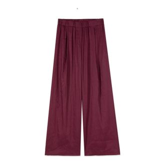 Oltre Pantalon palazzo en m&eacute;lange de lin - Femme - Pantalons - Rouge - Taille: 44 FR
