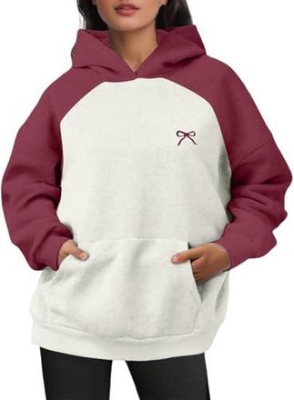 Generic Sweat à Capuche Femme en Polaire Coupe Standard Doux et Confortable Couleur Unie Disponible en Grande Taille (a-Red, L)