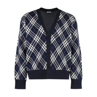 Burberry Argyle Strickjacke - - Knitwear - Herren - Blau - L