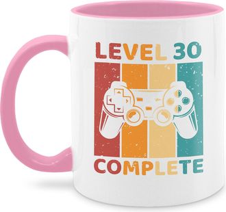 Shirtracer Tasse Tassen 325ml - 30. Geburtstag - Level 30 Complete - Dreizig Freigeschalten Unlocked Completed - Zocker Gamer - 325 ml - Rosa - mann zum dreissig