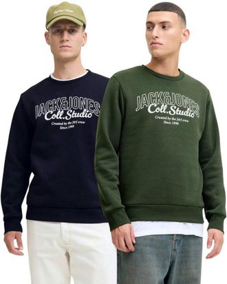 Jack & Jones Rundhalspullover (Spar-Set, 2er Pack) mit angeregter Innenseite, in Regular Fit