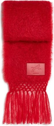 Jil Sander écharpe frangée à patch cheval - Rouge