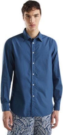 Benetton Herren Camicia 56kcuq04e Hemd, blau, Large