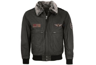 Maddox Lederjacke Laslo Maddox - Herren Lederjacke Fliegerjacke Lammnubuk schwarz