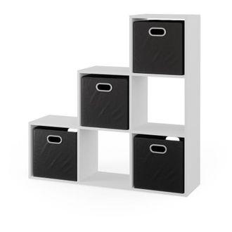 Vicco Treppenregal, Wei&szlig;, 105 x 107.5 cm mit Faltboxen opt.3