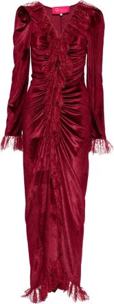 Miau by Clara Rotescu lace V-neck maxi dress