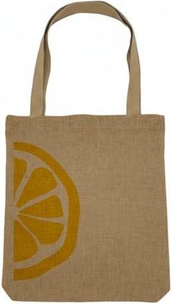 Fabulous Sac Shopping Tote Bag Aspect Lin - Rondelle de Citron Et&eacute; Vacances Agrumes Mer - Sac de Courses Toile Epaisse 360g Beige Naturel Cabas Port&eacute; Epaule So