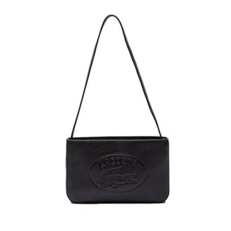 Lacoste Croco Schultertasche - - Bags - Damen - Schwarzk - ONE SIZE