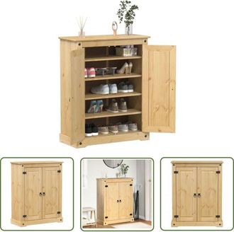 vidaXL The Living Store - Schuhschrank Corona 86x38,5x108 cm Massivholz Kiefer - Holzschuhschrank - Kienholzschiebefach - Garderobe - Schuhregal