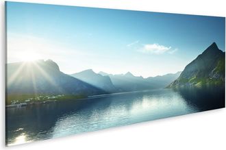 Islandburner Bild auf Leinwand Sonnenuntergang Lofoten Inseln Norwegen Europa Bilder Wandbilder Poster