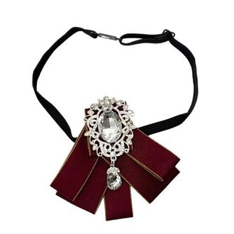 Generic Noeud papillon pour homme - Broche pour col Jabot - Broche pour chemise - Noeud papillon, rouge vin, Length 9cm