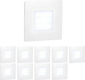 LEDs Com 10 pi&egrave;ces Lumi&egrave;re descalier LED/lampe murale encastr&eacute;e FEX pour lint&eacute;rieur et lext&eacute;rieur, carr&eacute;e, 85 x 85mm, blanc froid