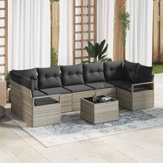 vidaXL Vidaxl - Garten-Sofa-Set mit Kissen 8 pcs Hellgrau 55 x 55 x 37 cm
