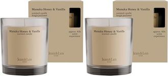 Jean & Len Scented Candle Manuka Honey & Vanilla, hergestellt mit Sheabutter, Brenndauer ca. 40 Stunden, minimalistisches Design, sinnlicher Duft, vegan, 195 g (