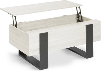 IDMarket Couchtisch, aufklappbare Platte, rechteckig, Phoenix, Holz, Grau