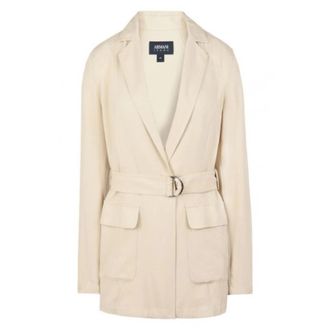 Emporio Armani Lyocell-Jacke mit G&uuml;rtel - - Coats - Damen - Beige - M