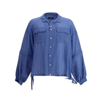 Undercover Homme, Chemises, Bleu, Taille: M Chemisier oversize &agrave; cordons de serrage