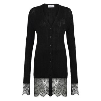 Philipp Plein Femme, Robes, Noir, Taille: 42 FR Robe Ajust&eacute;e Boutonn&eacute;e en Dentelle