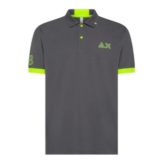 Sun 68 Homme, Tops, Gris, Taille: M Polo Logo Fluo S/S