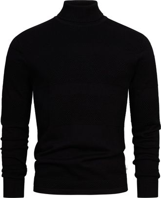 Kronstadt Herren KSFisker Feinstrickpullover mit Rollkragen aus 100% Baumwolle | Strickpulli f&uuml;r M&auml;nner Black, S