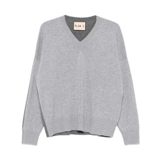 Plan C Maglia Scollo V M/L - - Knitwear - Damen - Grau - 2XL