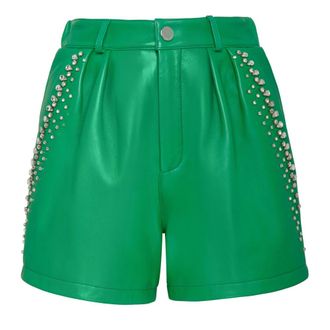Philipp Plein Leather Shorts Crystal - - Shorts - Damen - Gr&uuml;n - XS