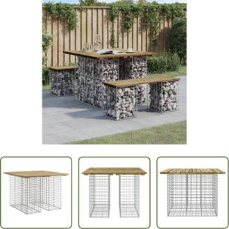 vidaXL vidaXL Kiefernholz - Gartentisch aus Gabionen 100x102x72 cm Kiefernholz Impr&auml;gniert