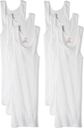 Hanes Lot de 6 d&eacute;bardeurs c&ocirc;tel&eacute;s en coton anti-humidit&eacute; pour homme, Blanc (lot de 6 chemises), XX-Large